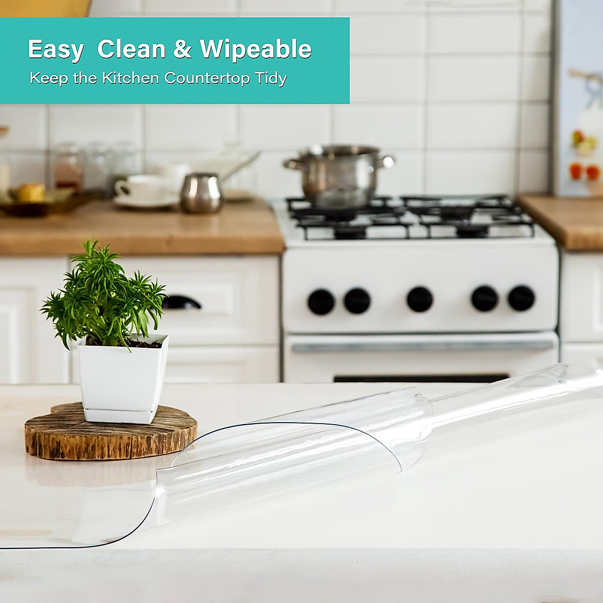 AimerGro 30x48 Inch Clear Plastic Pad Table Protector Cover Dining Room Tablecloth Office Desk Mat Easy Clean Heat Resistant Protection Glass Wood Tabletop Office Writing Desk Kitchen Coffee Table