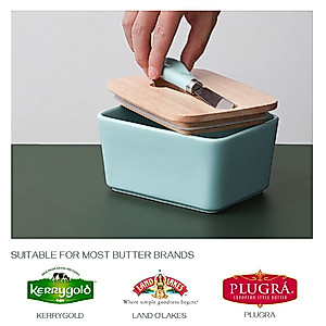 DOWAN Large Butter Dish with Knife - Butter Keeper Container with Lid, High- quality Silicone Sealing Butter Dishes Perfect for 2 Sticks of Butter West or East Coast Butter, Blue