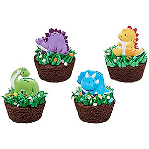 Cute Dinosaurs Cupcake Rings Birthday Party Favors - 24 pc