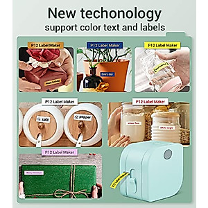 Phomemo Label Makers, P12 Label Maker Machine with Tape, Sticker Label Maker Compatible with Different Material Labels, Small Label Printer to iOS and Android Device, with Multiple Templates Font Icon