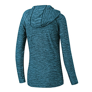 Willit Women's UPF 50+ Sun Protection Hoodie SPF Shirt long sleeve Hiking Fishing Outdoor Shirt Lightweight Hoodie Slubby Light Blue M