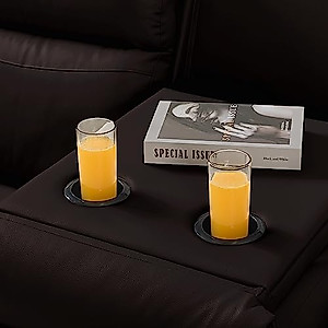 Modern Faux Leather Manual Reclining Sectional Sofa Couch with 2 Cup Holders and Sorage Chaise Lounge, L-Shaped Corner Skin Friendly PU Sofa & Couch for Home Theater Office Living Room Furniture Sets