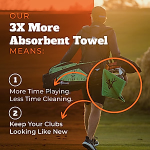 Frogger Amphibian Golf Towel with Dry and Wet Technology, Red - Golf Bag Accessory for Men and Women with Carabiner Clip