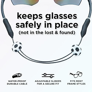 Pilotfish Basics Glasses Strap, No Tail Eyeglass Holder Adjustable Kids Glasses Strap, Anti Slip Sports Glasses Holder Ultra Comfort Sunglasses Eyeglasses Strap for Boys and Girls (Soccer, 12 Inch)