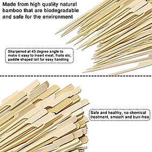 Enenes 200 Pack Bamboo Paddle Picks 6 Inch Natural Bamboo Kebab Skewers for Family Party Kebabs Grilling Accessories