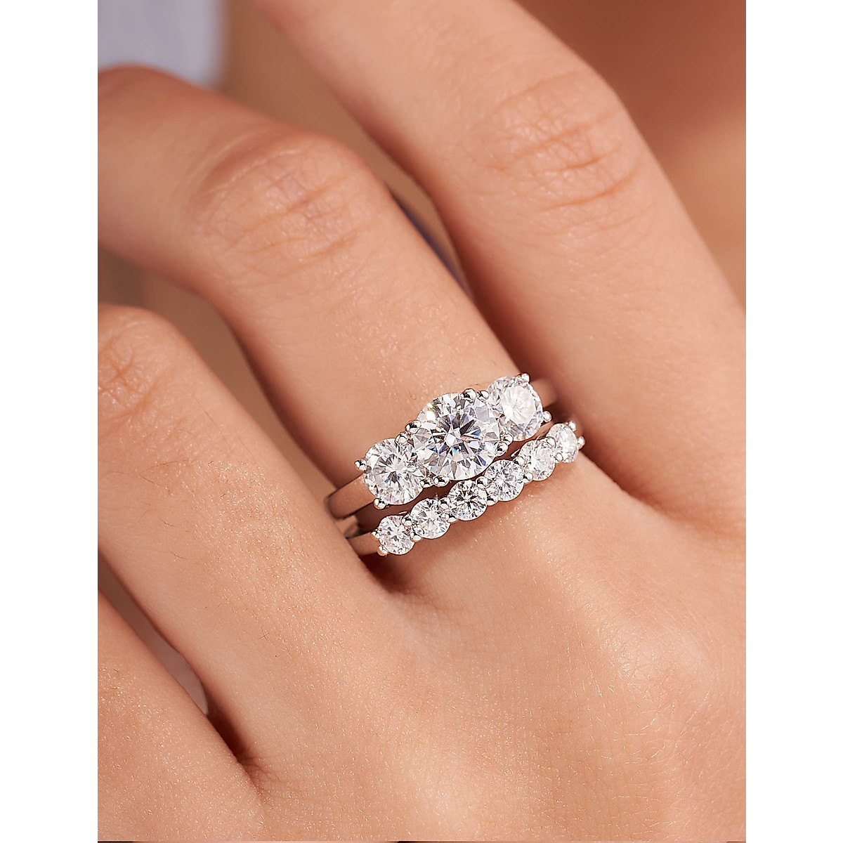 IMOLOVE Moissanite Engagement Ring,Moissanite Rings for Women Couples, 2CT Lab Created Simulated Round Diamond Engagement Rings Size 10