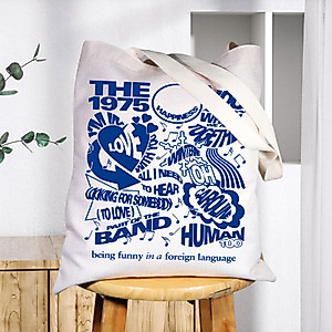 BWWKTOP Indie Rock Band Tote Bag Music Album Inspired Gifts Rock Fans Gifts Music Band Tote Bag (1975 TG)