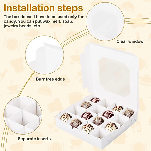 LEEZDTTXAN 20pcs Empty White Pick and Mix Sweet Boxes with Inserts Clear Window and Divider for Chocolate Sweet Assortment 16-Compartments Quick Assemble Sampler Boxes
