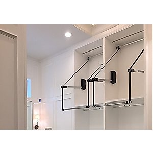 StorageMotion Motorized Closet Rod/Pull Down Extended Lift; Drops 50"; Width Between 36" to 48"; Blk Polymer Base/Chrm Plated Arms/Chrm Closet Rod; 75lb Weight Capacity