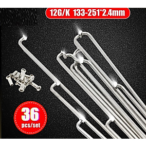 ZEWEZ Bicycle Spokes 12G/12K Electric Bike Hub Motor Wheel Spokes 2.4MM 288MM Iron Nipples MTB Mountain Bike Cycling Spoke (Color : 12G 223MM)