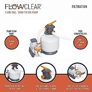 Bestway Flowclear 3000 Gallon Sand Filter Above Ground Pool Pump