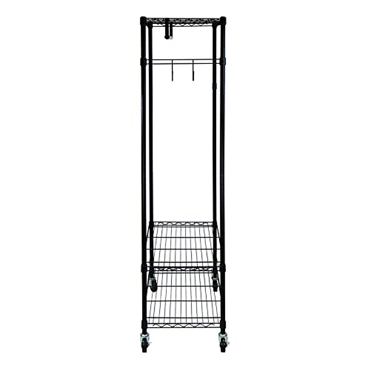 Oceanstar Heavy Duty Rolling Storage Garment Rack with Adjustable Shelves and Hook,Black