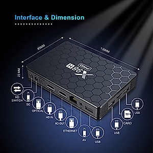 Android TV Box 12.0, X98H PRO Android TV Box 1000M LAN Ethernet, Android Box 4GB RAM 32GB ROM with H618/4K/3D/H.265/BT 5.0 Smart Android Box with Wireless Keyboard