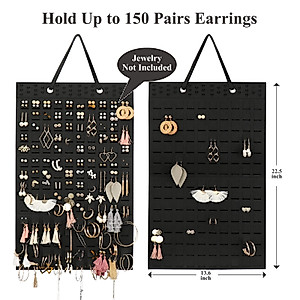Resovo Hanging Earrings Organizer, Earring Holder & 20 Hooks, Holds Up To 300 Pairs, Compact Design, Soft Material, Earring Hanger Earring Display Hanging Organizer for Women Girls -1 Pack