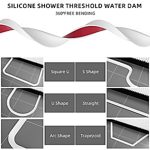 Shower Threshold Water Dam, Silicone Shower Water Guard, Self Adhesive Shower Water Blocker, Collapsible Shower Dam Water Stopper, for Bathroom Bathtub and Kitchen Countertop (White,31In)
