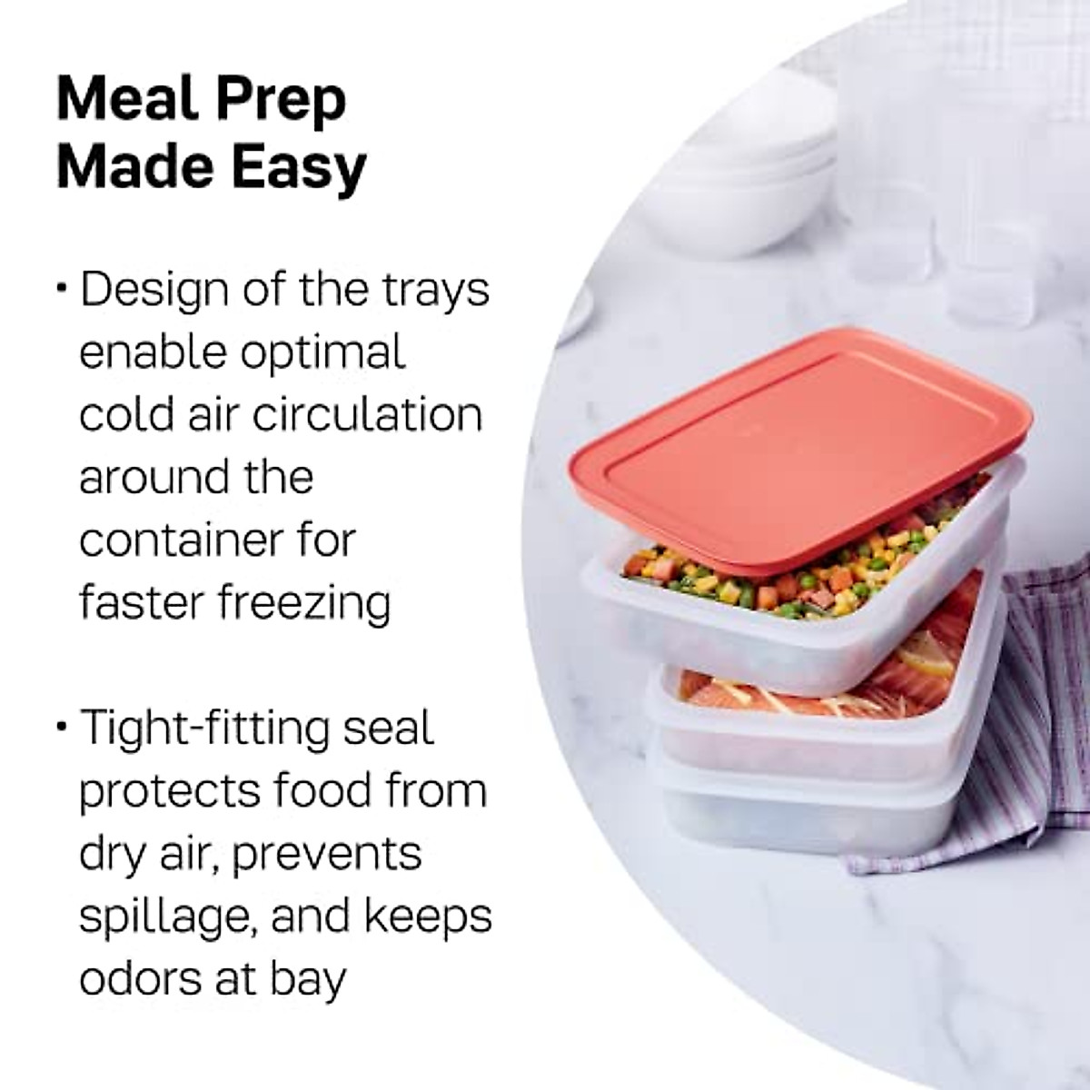 Tupperware Brand Freezer Mates Plus Stackables Set - Includes 1 Lid & 3 Food Storage Containers - Airtight, Dishwasher Safe & BPA Free