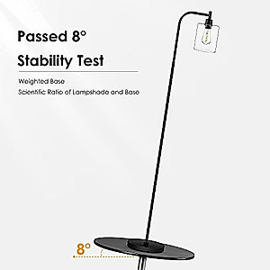 Floor Lamp, Standing Lamp with Glass Lampshade, 6W LED Bulb Included, Modern Floor Lamp with Foot Switch, Industrial Floor Lamp, Bright LED Floor Lamp for Living Room and Bedroom, Office, Simple Style