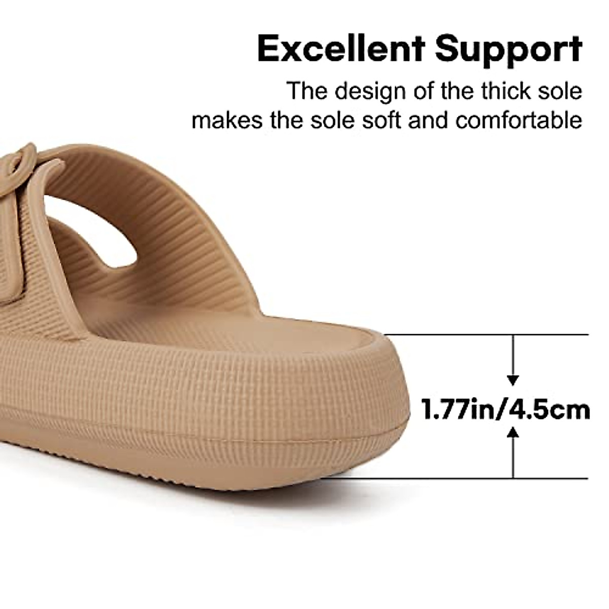 LongBay Women Men Double Buckle Adjustable EVA Slide Slippers Cloud Pillow Sandals (Brown, 11.5-12.5 Women/9.5-10.5 Men