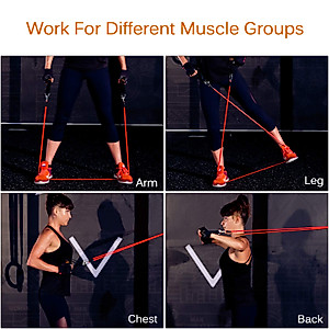 Resistance Bands Set, himaly Exercise Bands Workout Bands with Handles, Door Anchor, Carry Bag, Legs Ankle Straps for Strength Training, Exercise Bands Set for Home Gym Outdoor