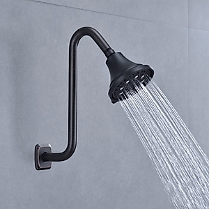 Angled Shower Arm with Flange S Shaped Rainfall Shower Head Riser Pipe, 12 Inch Stainless Steel Gooseneck Extender Arm with 9 Inch High Rise, Wall Mounted,Oil Rubbed Bronze