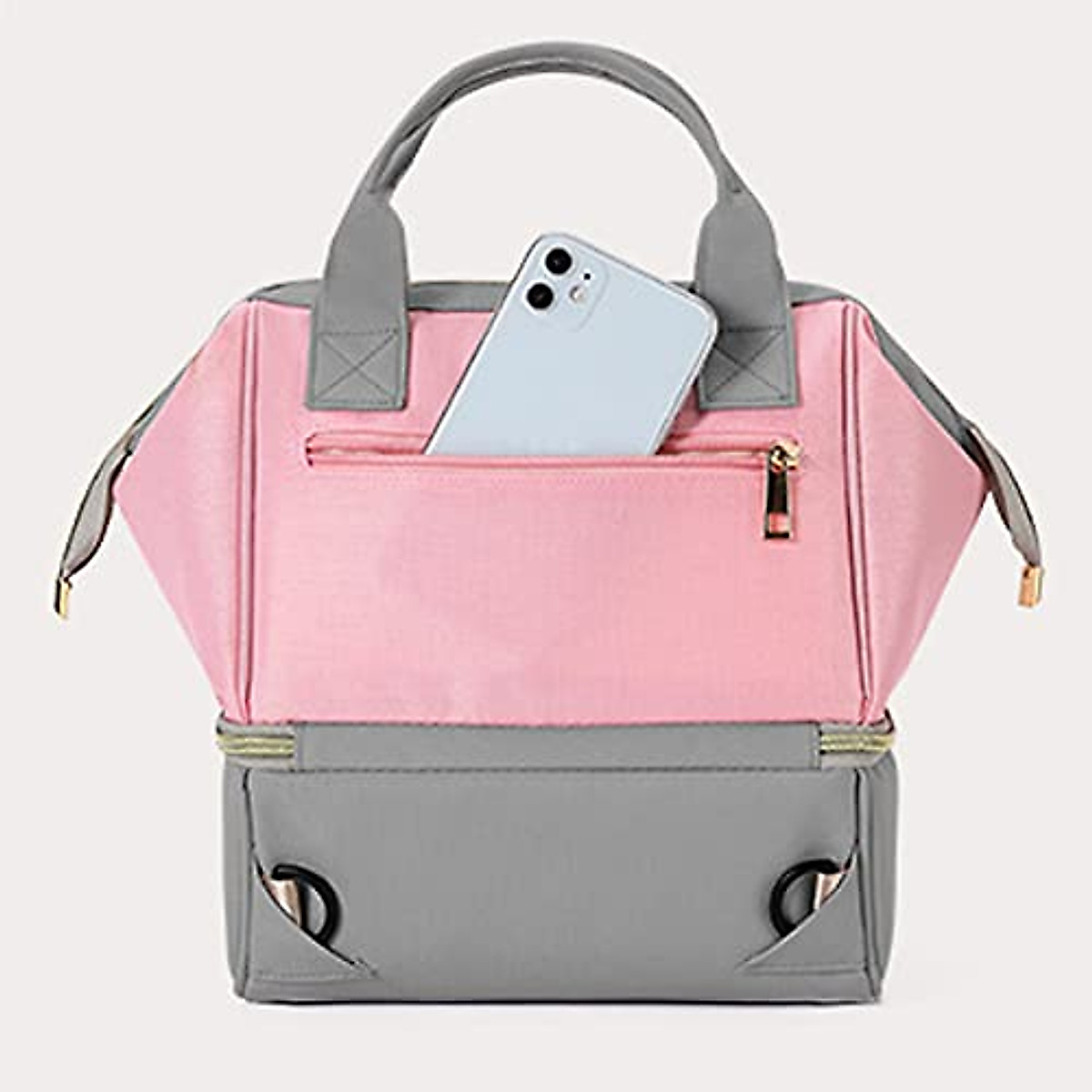 HomDSim Breastmilk Bottles Cooler Bag with Ice Pack,Breast Pump Bag Backpack with Cooler Compartment,Fits 6 Bottles Up to 9 Ounces,Double Layer Breast Pump Carrying Bag for Nursing Moms