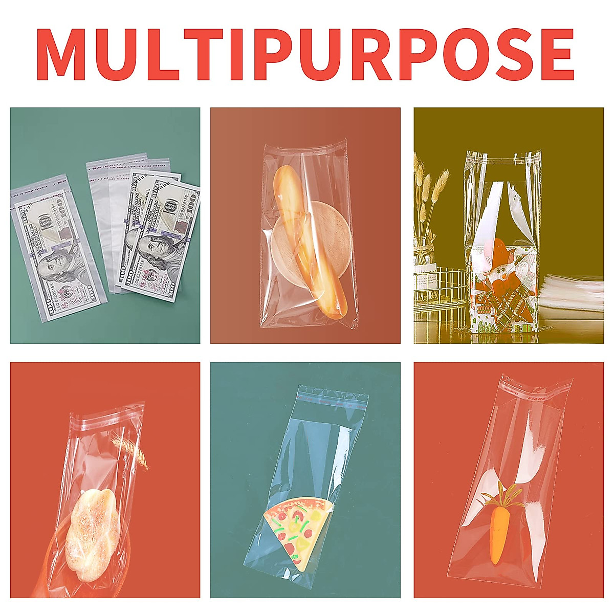 LOMIMOS 100pcs Cake Money Box Transparent Bag,Resealable Cellophane Adhesive Self-Sealing Clear Plastic Packing Bag for Birthday Wedding Party Decoration,3.1X7.5in