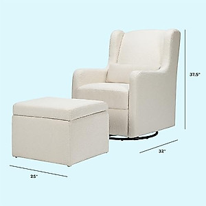 Carter's by DaVinci Adrian Swivel Glider with Storage Ottoman in Ivory Boucle, Greenguard Gold & CertiPUR-US Certified