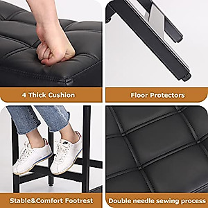 ErgoDesign 26 Inches Saddle Stools, Metal Frame Bar Stools, Pu Leather Bar Chairs, Black, Set of 2