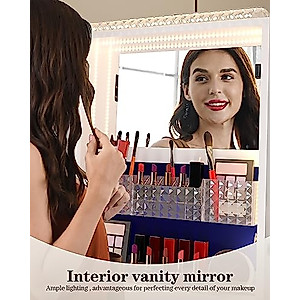 HWB Full-length mirror Jewelry Cabinet Standing with Lights 6297 (White 2)