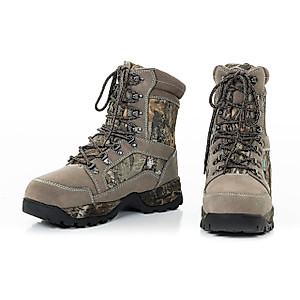 DOING SOMETHING GREAT Lace Up Insulated Hunting Boots for Women - Water-Resistant and 1400g Insulated with Traction Grip Sole, Realtree Edge, 8