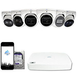 Montavue UltraHD Security Camera System, 6pcs 4K 8MP IP PoE Turret Cameras, 8ch POE NVR, IP67 Weatherproof, 100ft IR Night Vision, Built-in Mic, IVS, Motion Detection, 2TB Pre-Installed Hard Drive