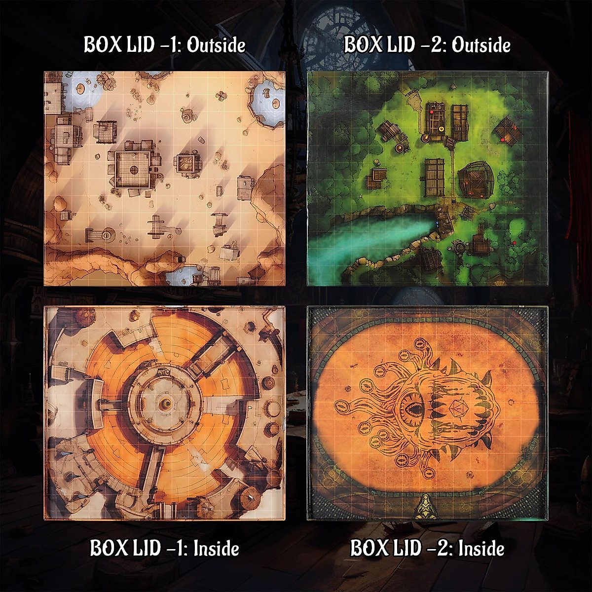 CZYY DND Foldable Mat Dry Erase TTRPG Map Grassland & Desert Two-Sided Cardboard Terrain 27x23 Inches with Square Grid - Portable, Reusable Game Board for D&D, Pathfinder and Tabletop RPGs (Style A)