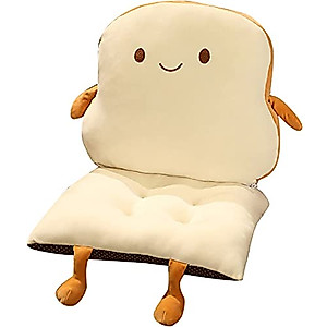 ChezMax Chair Cushion Plush Detachable Seat Back Cushion with Ties Thickened Chair Pads Toast Cartoon Waist Pillow for Outdoor Car Office Patio Bedroom Living Room Smiley