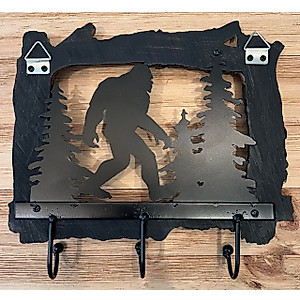 Top Brass Bigfoot Sasquatch Silhouette Wall Mount Key Holder – 3 Hooks Key Rack Hanger Organizer