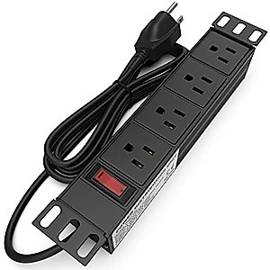 10" Rack PDU - 1U (4 Outlet) Power Distribution Unit 10 inch for Mini Racks w/Protection (110V/15A 6ft Cable) Network Cabinet Rackmount Power Strip (in Wall, Desk or Server Rack Mount) Tupavco TP1713