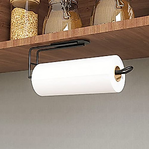 Paper Towel Holder Under Cabinet, H-SPACE Wall Mount Paper Towel for Kitchen, Self-Adhesive and Drilling Paper Towel Bar, Paper Towel Rack, SUS201 Stainless Steel 11 inch (Black, 2PC)