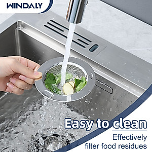 WINDALY 3 Pack of Kitchen Sink Strainer and Stopper, Sink Disposal Stopper and Basker Drain Filter Sieve, Stainless Steel and Anti-Clog, Fits Most Standard 3-1/2 Inch Kitchen Drains (L)