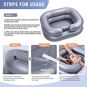 Cehim Inflatable Shampoo Basin - Portable Shampoo Bowl, Hair Washing Basin for Bedridden, Disabled,Injured, Hair Wash Tub for Dreadlocks and at Home Sink Washing (Silver)