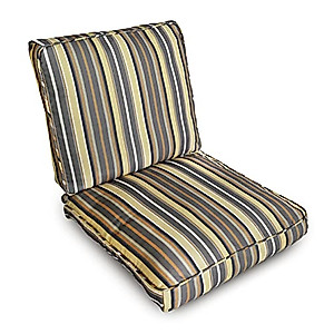 Makimoo Striped Indoor/Outdoor Corded Chair Cushion, Durable Patio Furniture Cushion Set: Patio Cushions Seat: 22" W x 22" D x 4" T;