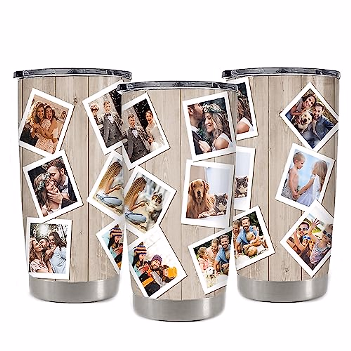 Personalized Tumbler with Pictures for Men Women,Custom Insulated Travel Mug with Lid,20oz Stainless Steel Coffee Cup Gifts for Father's Day Mother's Day Birthday Anniversary-12 Photos