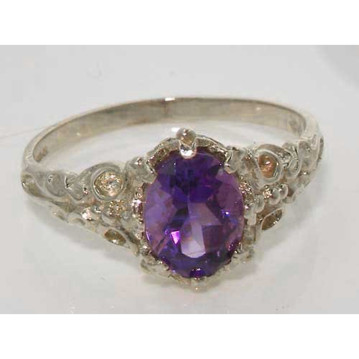 LetsBuyGold 925 Sterling Silver Natural Amethyst Womens Solitaire Ring - Size 4.75
