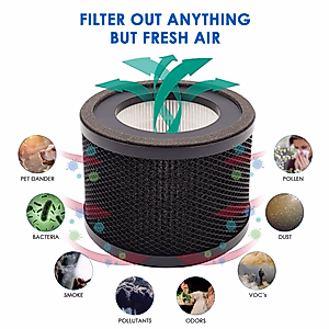 Flintar H13 True HEPA Replacement Filter, Compatible with TaoTronics TT-AP001 Air Purifier and VAVA VA-EE014 Air Purifier, 3-in-1 H13 Grade True HEPA and Activated Carbon Filter Set, 2-Pack