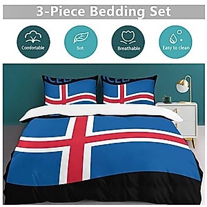 Flag of Iceland Comfortable Duvet Cover Bedding Comforter Set with Zipper Closure Bedroom 86"x70"