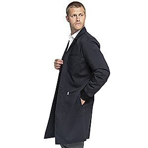 Cherokee Professional Lab Coat for Men and Women Modern fit Button Front Closure with Single Chest Pocket WW306AB, L, Black