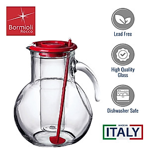 Bormioli Rocco Kufra Jug with Ice Container, Red Lid, 72 3/4 Ounce