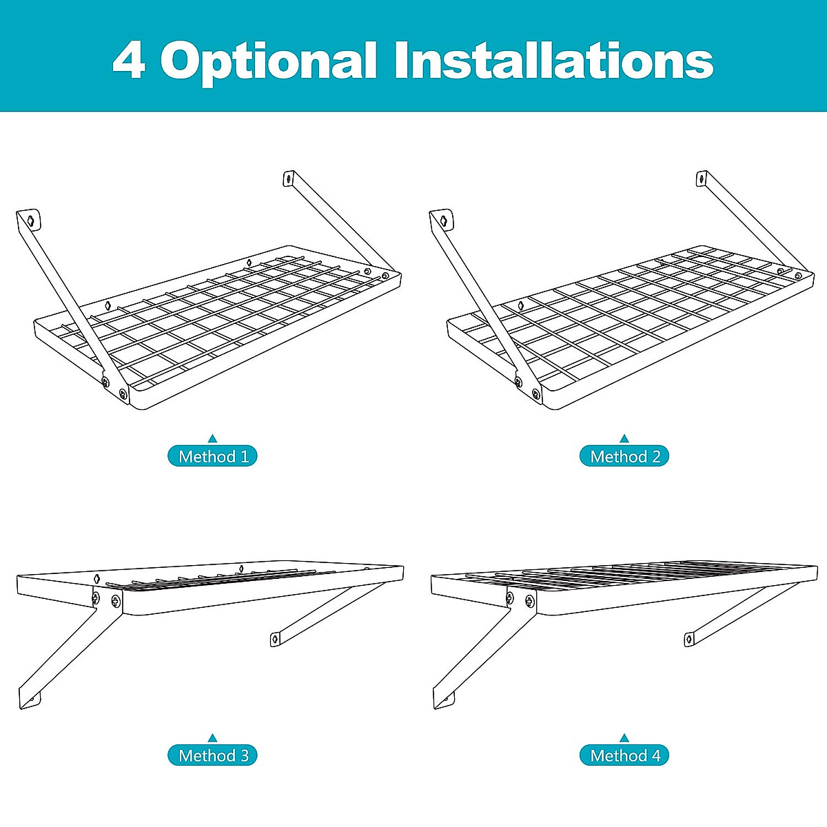 Vdomus Hanging Pot Rack, Wall Mounted Pots and Pans Holder 29.3 by 13 Inch, Kitchen Cookware Organizer for Pots and Pans Storage, 15 Moveable Hooks Square Grid, Silver