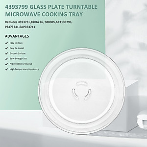 Microwave Glass Tray Plate 4393799 4393751 Compatible with whil-Pool Microwave Glass Plate 4393799 PS373741 AP3130793 EAP373741 30QBP4185 Microwave Glass Plate Turntable by Fetechmate