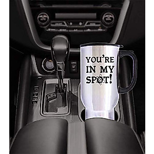 You're In My Spot-Big Bang Theory Stainless Steel Travel Tea Mug/Cup-14 Oz [Black PC Plastic Lid]Water Coffee Cup -For Home,Office,School,Car–Works Great For Ice Drink,Hot Beverage
