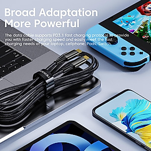 toocki 240W USB C Charger Cable, 2 Pack USBC to USBC Cable Fast Charging Type C Cable for MacBook Pro, Dell XPS, iPad Pro/Air, Samsung Galaxy S23 Ultra/S22 Ultra, iPhone 15 (6.6ft+3.ft)