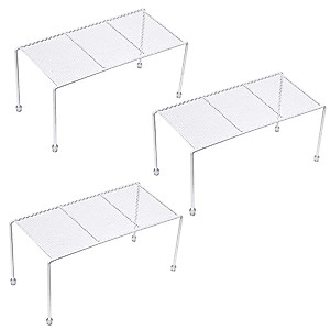 Mini Mesh Kitchen Shelves,Cabinet Storage Shelf Rack, Cabinet Organization ,Kitchen Bathroom Pantry Cupboard Desk Home Office, Fridge, Cabinet, Bathroom Cupboard, Non-slip Plastic Feet (3, White)